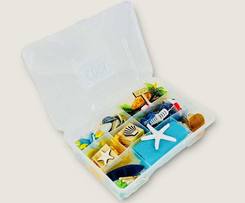Beach Day Sensory Kit, Play Dough Ocean Busy Box, Kids Sandcastle Toy ...