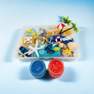 Beach Day Sensory Kit, Play Dough Ocean Busy Box, Kids Sandcastle Toy ...