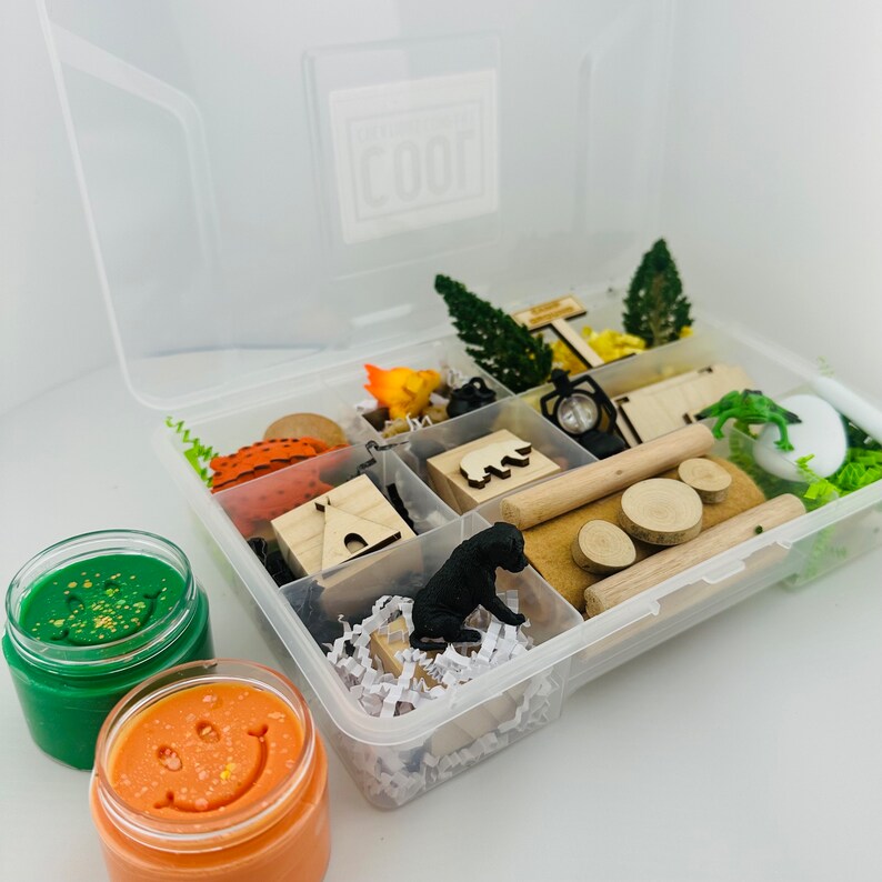 Camping Sensory Bin, Play Dough Camping Kit, Camping Busy Box ...