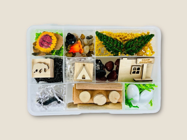 Camping Sensory Bin, Play Dough Camping Kit, Camping Busy Box ...