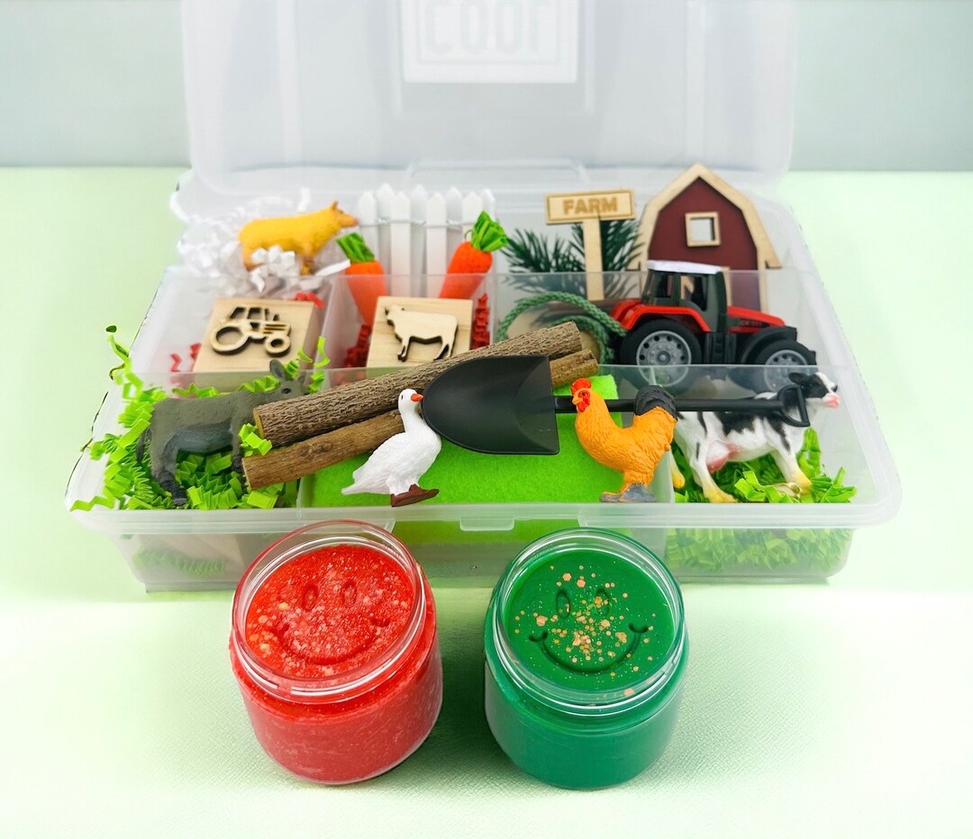 Farm Sensory Kit, Farm Animal Play Dough Bin, Farm Activity Boxes for ...