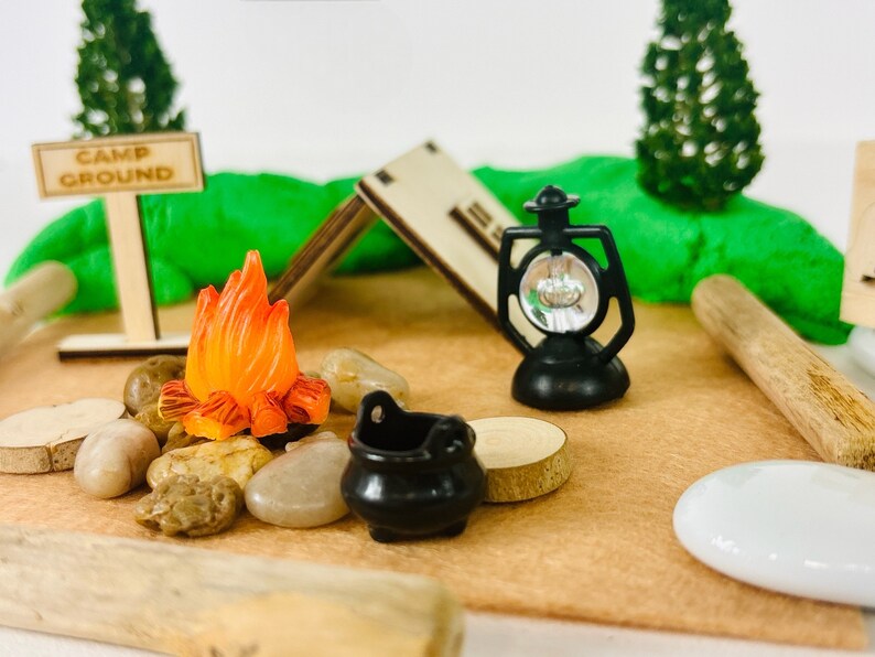 Camping Sensory Bin, Play Dough Camping Kit, Camping Busy Box ...