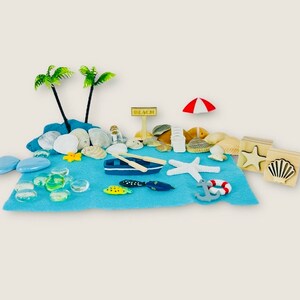Beach Day Sensory Kit, Play Dough Ocean Busy Box, Kids Sandcastle Toy ...