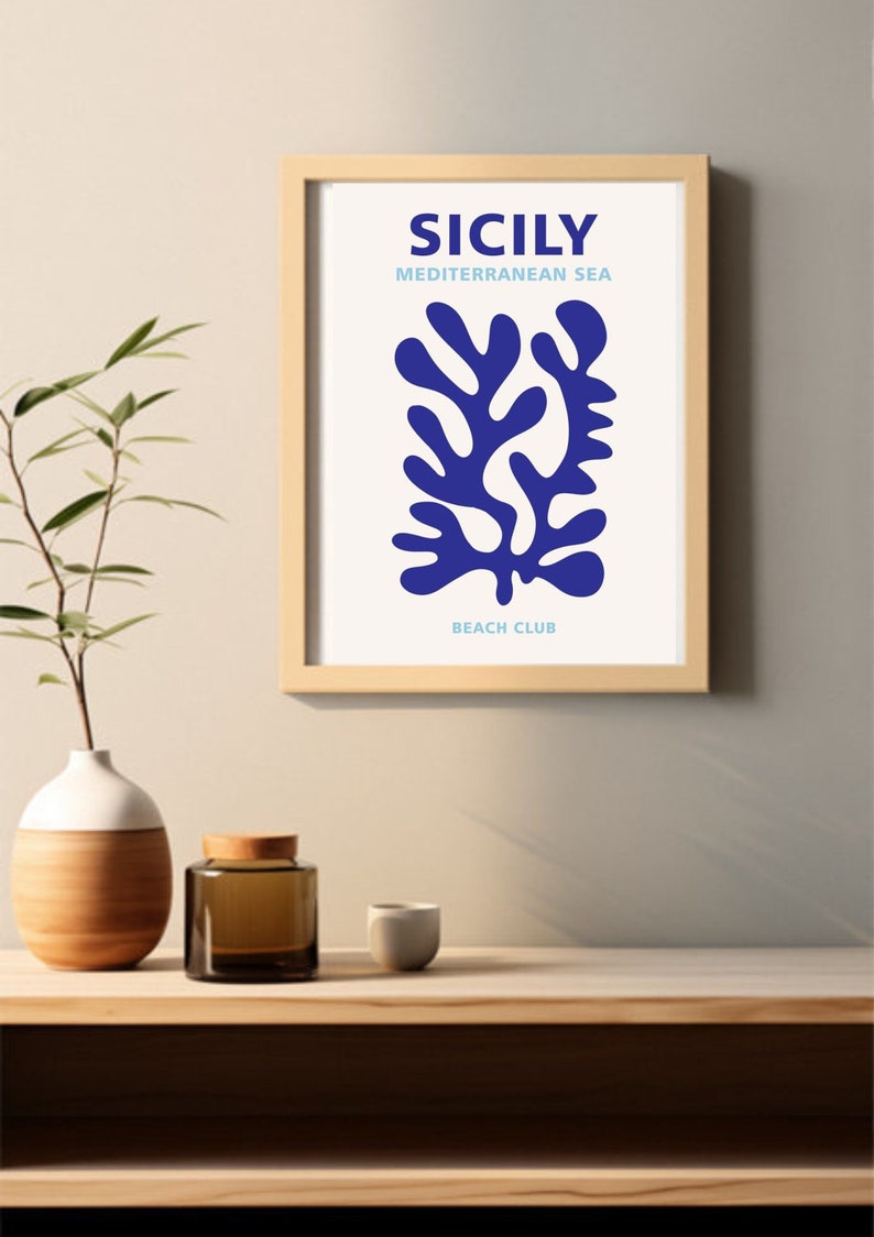 Sicily Mediterranean Sea Poster, Digital Art, Downloadable - Etsy