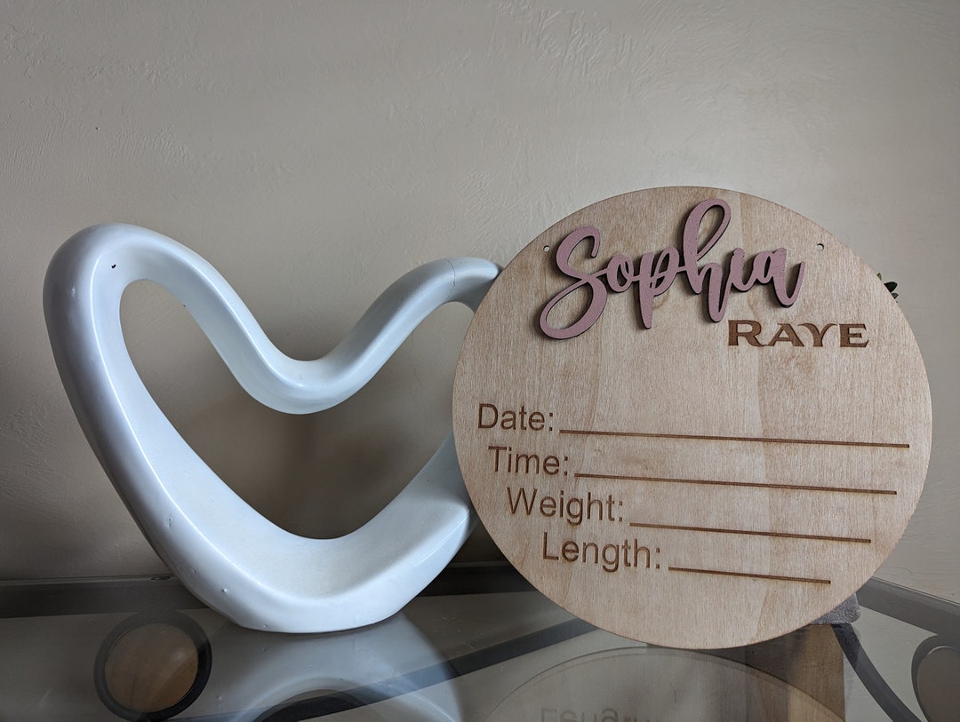 Baby Announcement Sign With Birth Stats Wood Sign for Name Reveal Baby ...