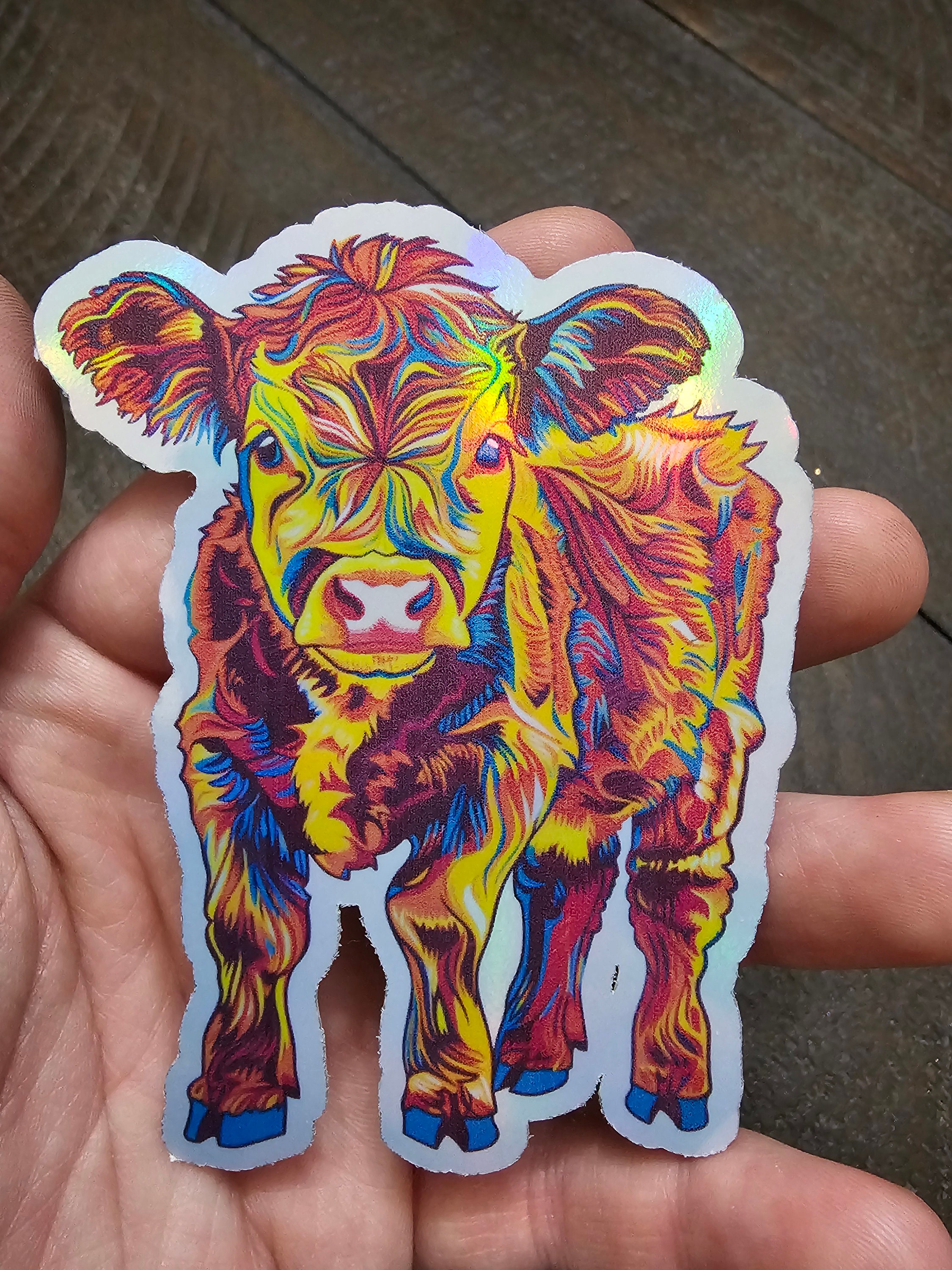 Sticker Bundle, Highland Cow, Baby Cow, Holographic Sticker, Waterproof ...