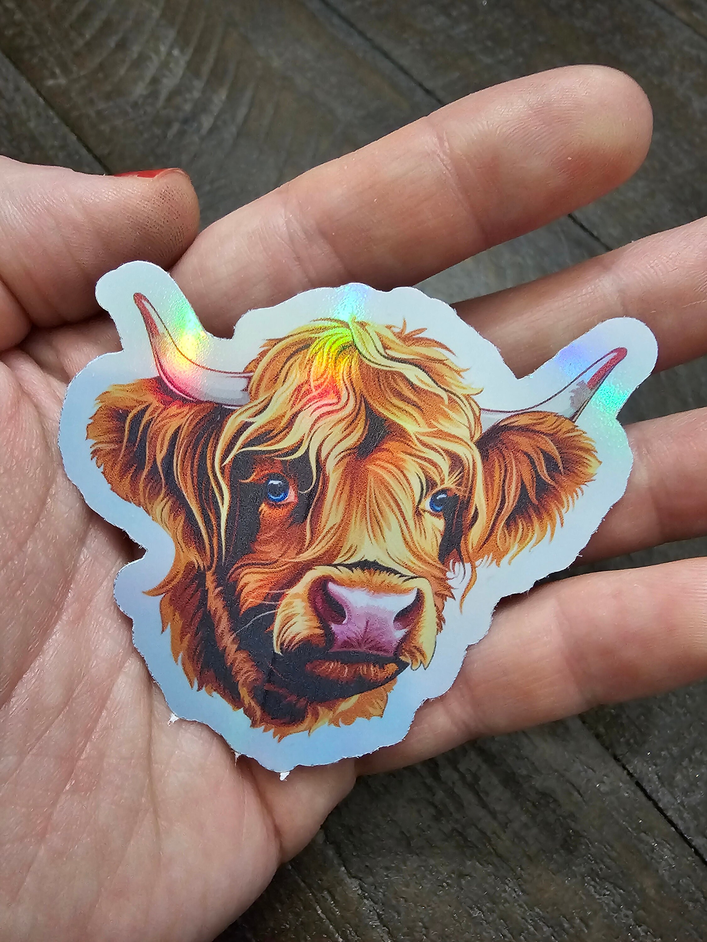 Sticker Bundle, Highland Cow, Baby Cow, Holographic Sticker, Waterproof ...
