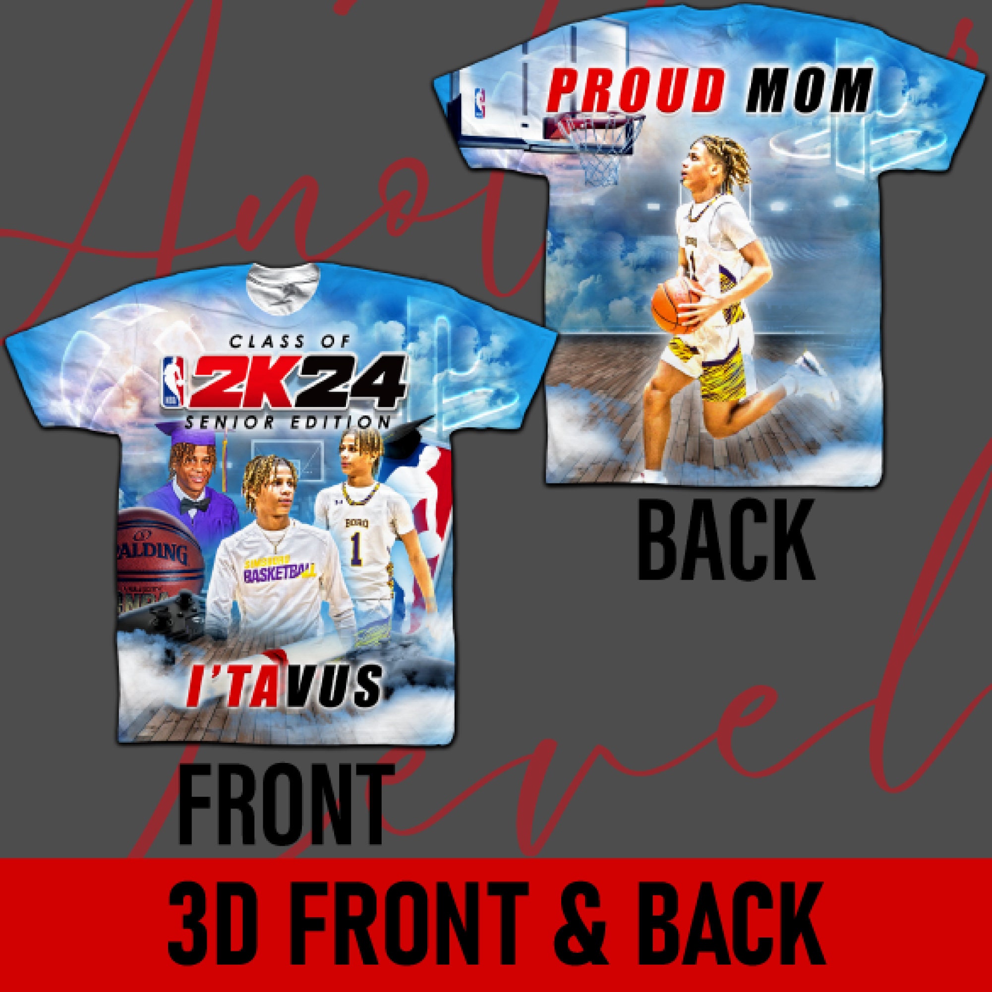 3D Graduation Shirt and Stole Bundle - Basketball 2K Design - Etsy