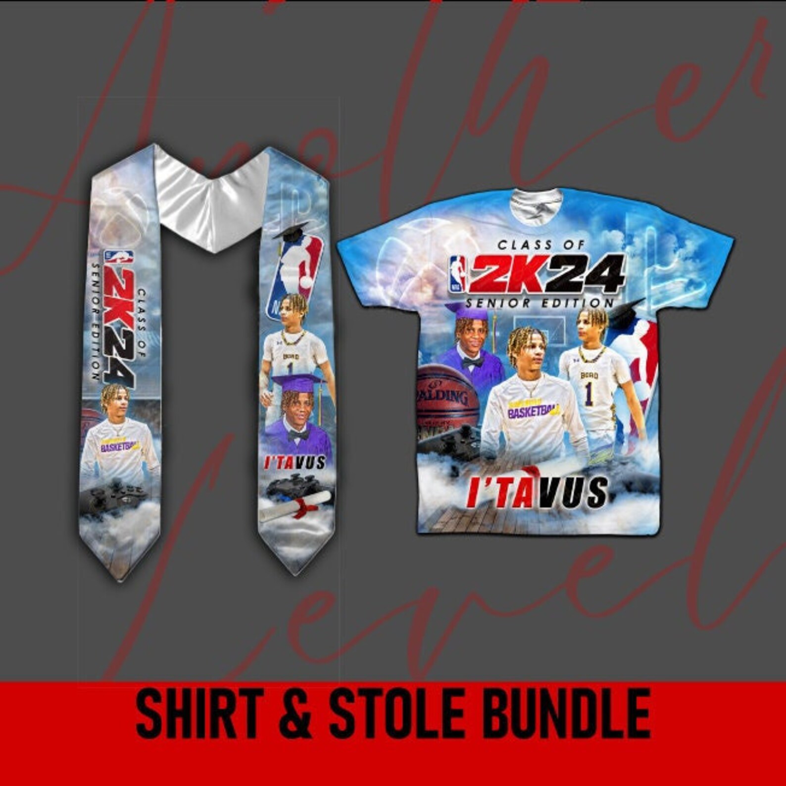 3D Graduation Shirt and Stole Bundle - Basketball 2K Design - Etsy
