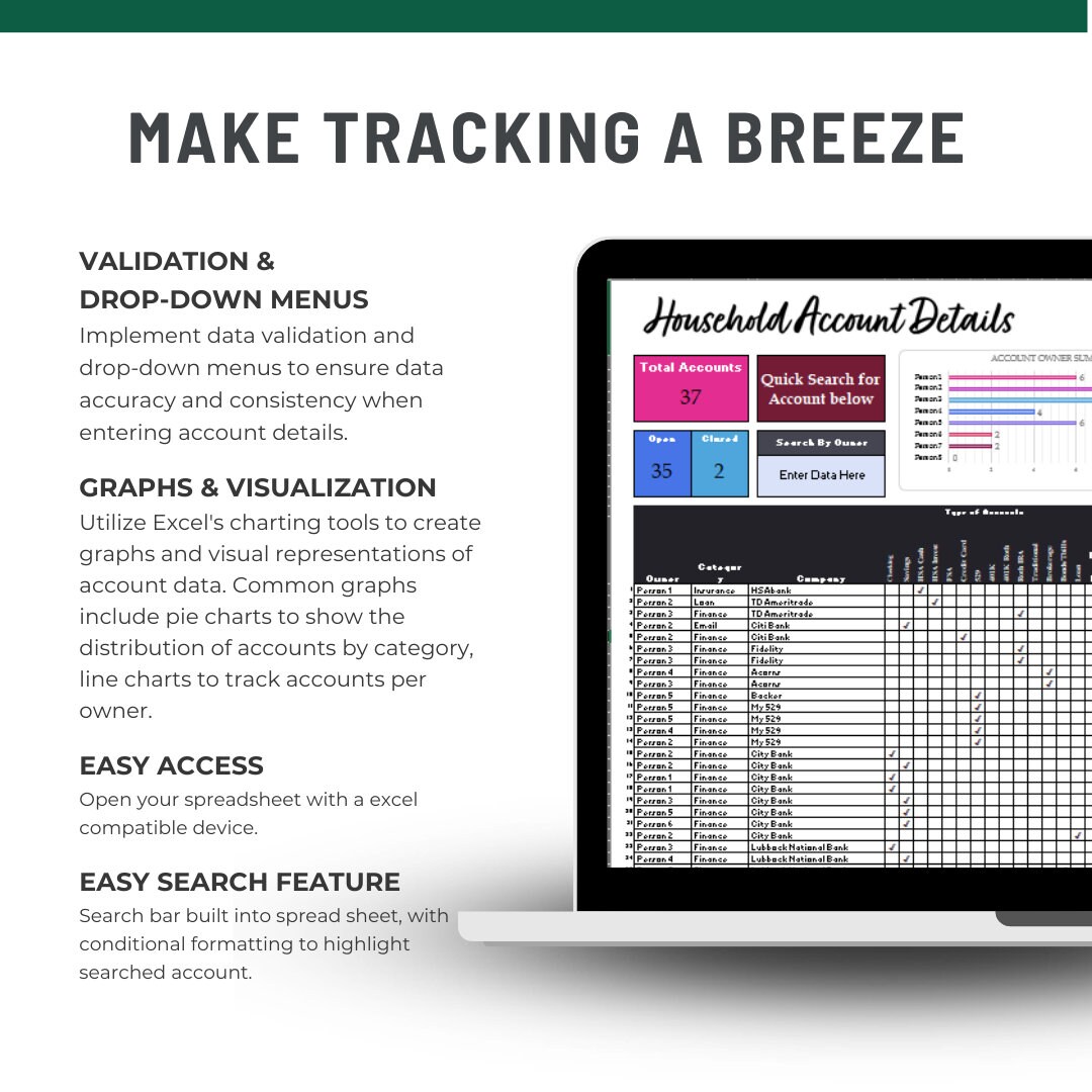 All-in-one Account Tracking Spreadsheet & Dashboard - Etsy