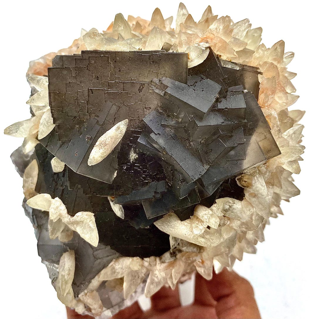 3270 Gram Unique Cubic FLUORITE With Dog Tooth CALCITE Crystal Specimen ...