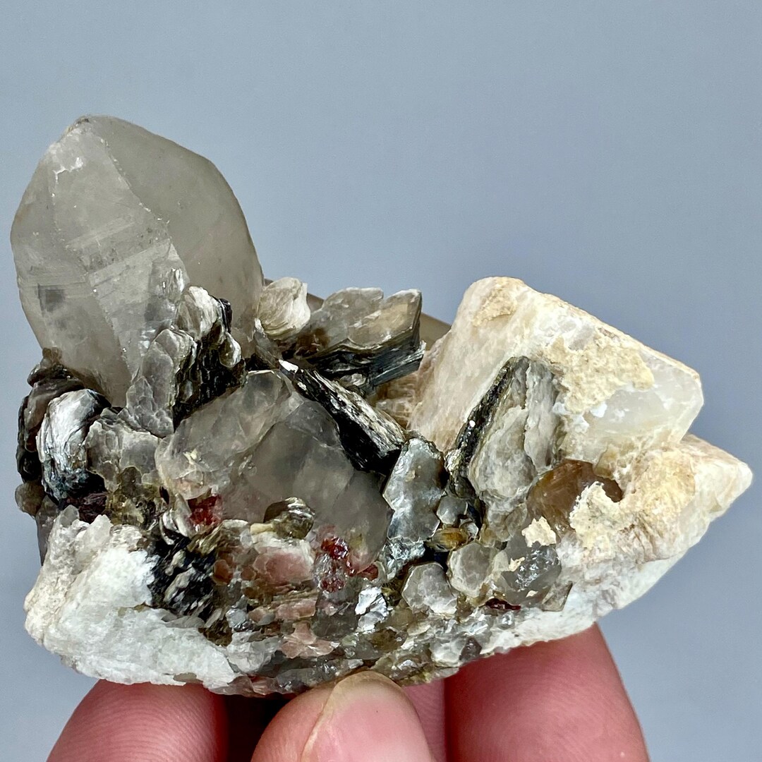 432 Carat Unique Shape Garnet QUARTZ With Mica on Feldspar Crystal ...