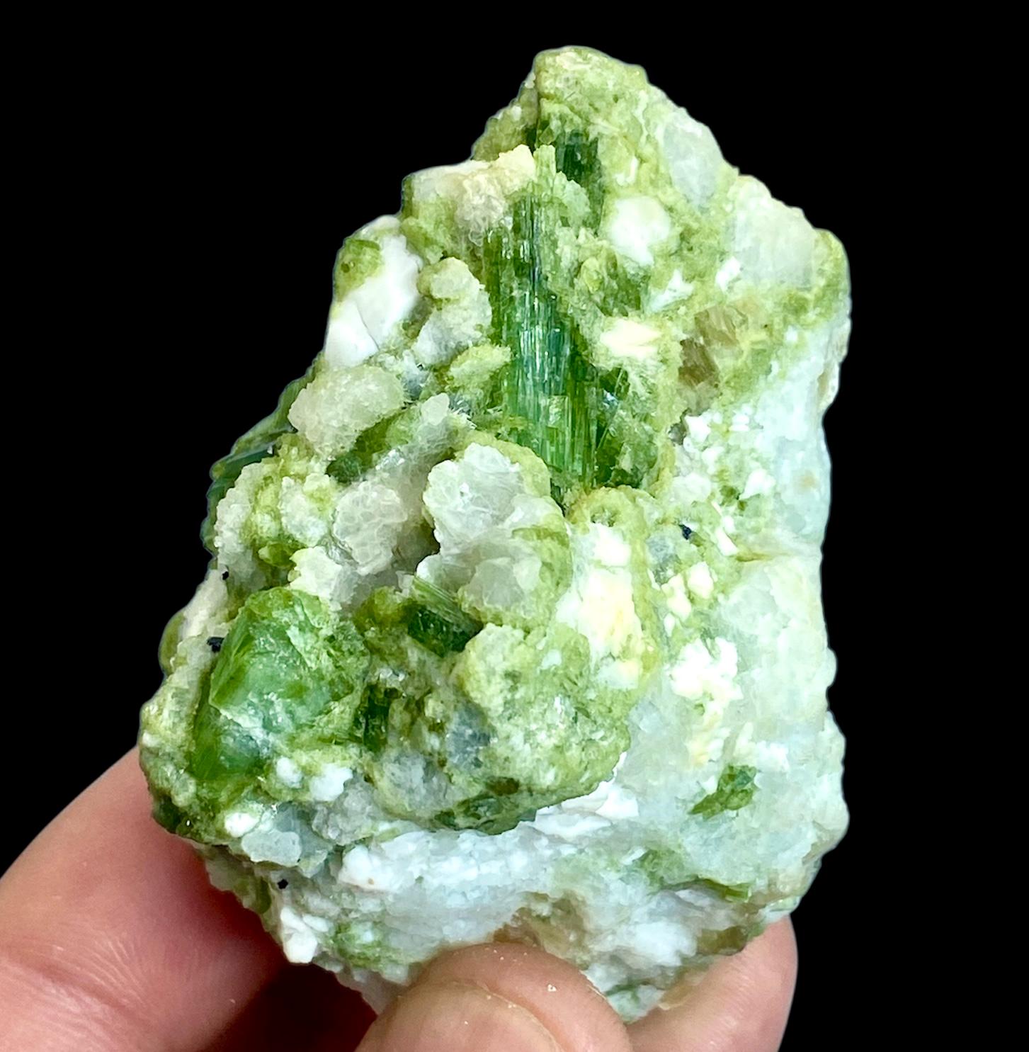 102 Gram Unique Rare Green Tourmaline With Feldspar Crystal on Matrix ...