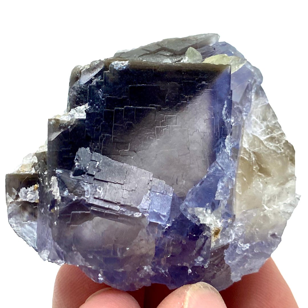 108 Gram Unique Natural Blue Line Phantom FLUORITE With Calcite ...