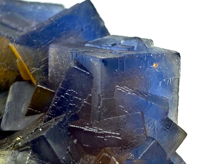 534 Gram Unique Blue Line Phantom Cubic Fluorite With Calcite Crystal ...
