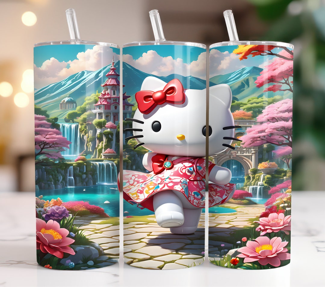 Kitty Tumbler Wrap, 20oz Skinny Tumbler Design, Hello Tumbler PNG ...