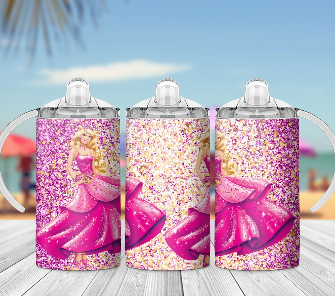 Barbie 12oz Kids Flip Top Sippy Cup Tumbler Wrap, 12oz Straight Tumbler ...
