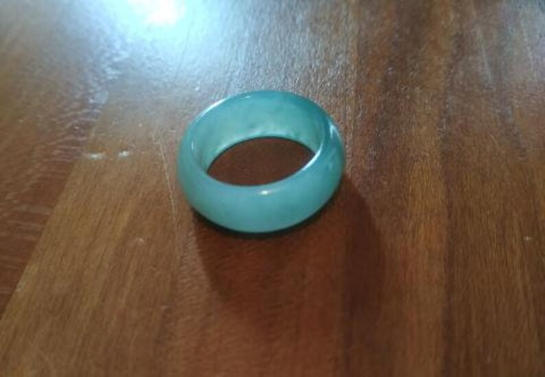 Jadeite Jade Blue Green Guatemalan Jade Circle Ring Size 6 US Certified ...