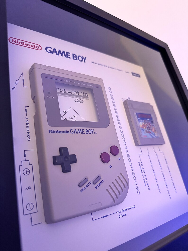 Framed Super Mario Gameboy Teardown Art: Classic Console Display - Etsy