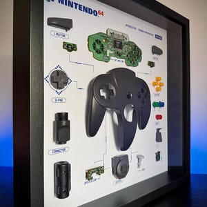 Framed Nintendo 64 Controller Teardown Art: Retro Gaming Print - Etsy