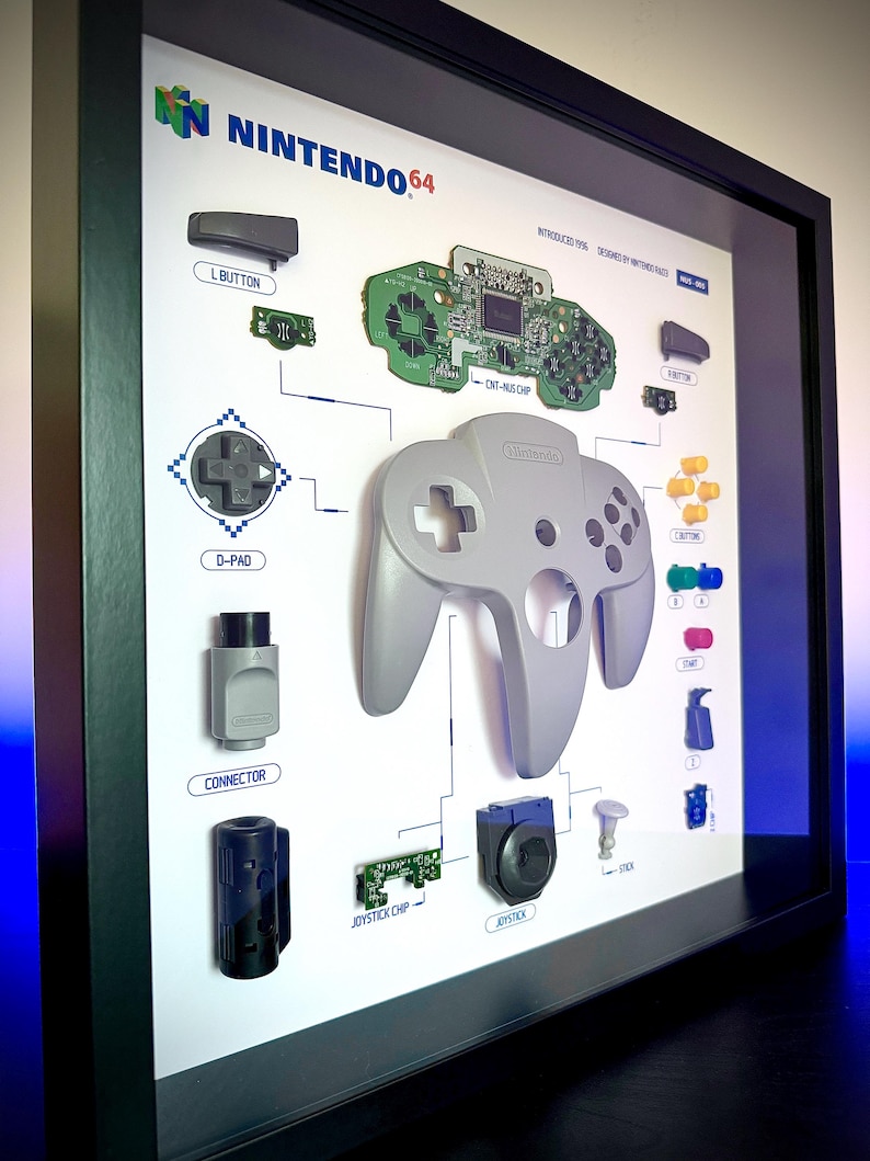 Framed Nintendo 64 Controller Teardown Art: Retro Gaming Print - Etsy