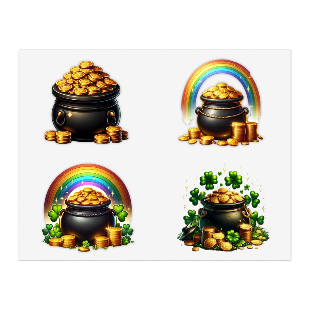 Pot of Gold Irish Stickers Lucky Charms Vinyl Decals Planner and ...