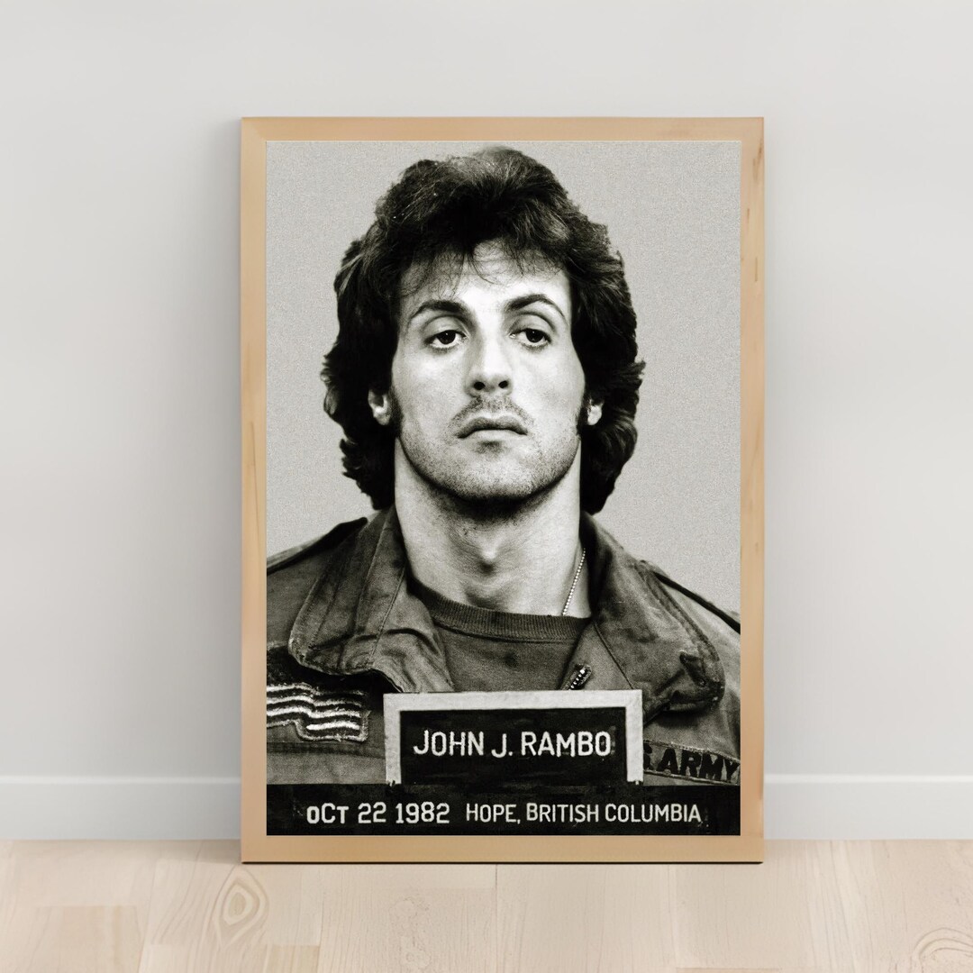 John J. Rambo Mugshot Poster, Retro First Blood Movie Art, Sylvester ...