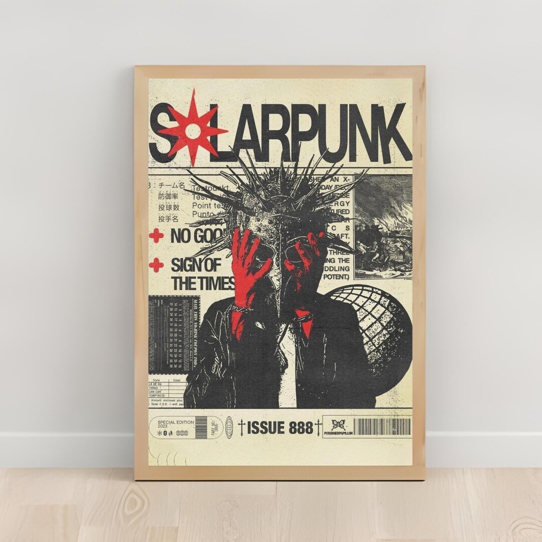 Solarpunk Retro Poster, Dystopian Sci-fi Wall Art, Alternative ...