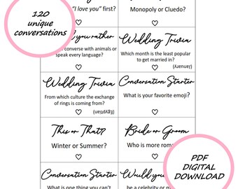 Wedding Table Trivia Game Cards for Guests Fun Icebreakers ...