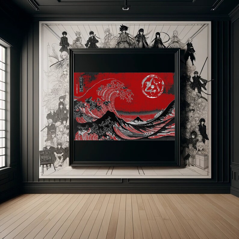 Uchiha Great Wave Blood Sea Wall Art - Naruto Anime Decor - Etsy