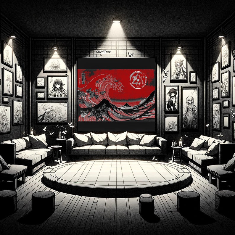 Uchiha Great Wave Blood Sea Wall Art - Naruto Anime Decor - Etsy