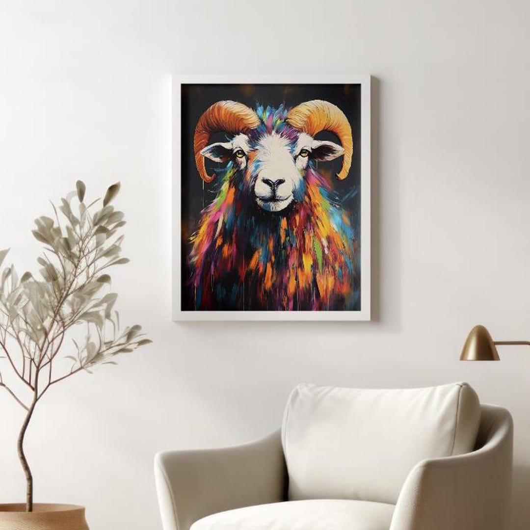 Ram Wall Art, Printable Eclectic Wall Art, Unique Wall Decor, Digital ...