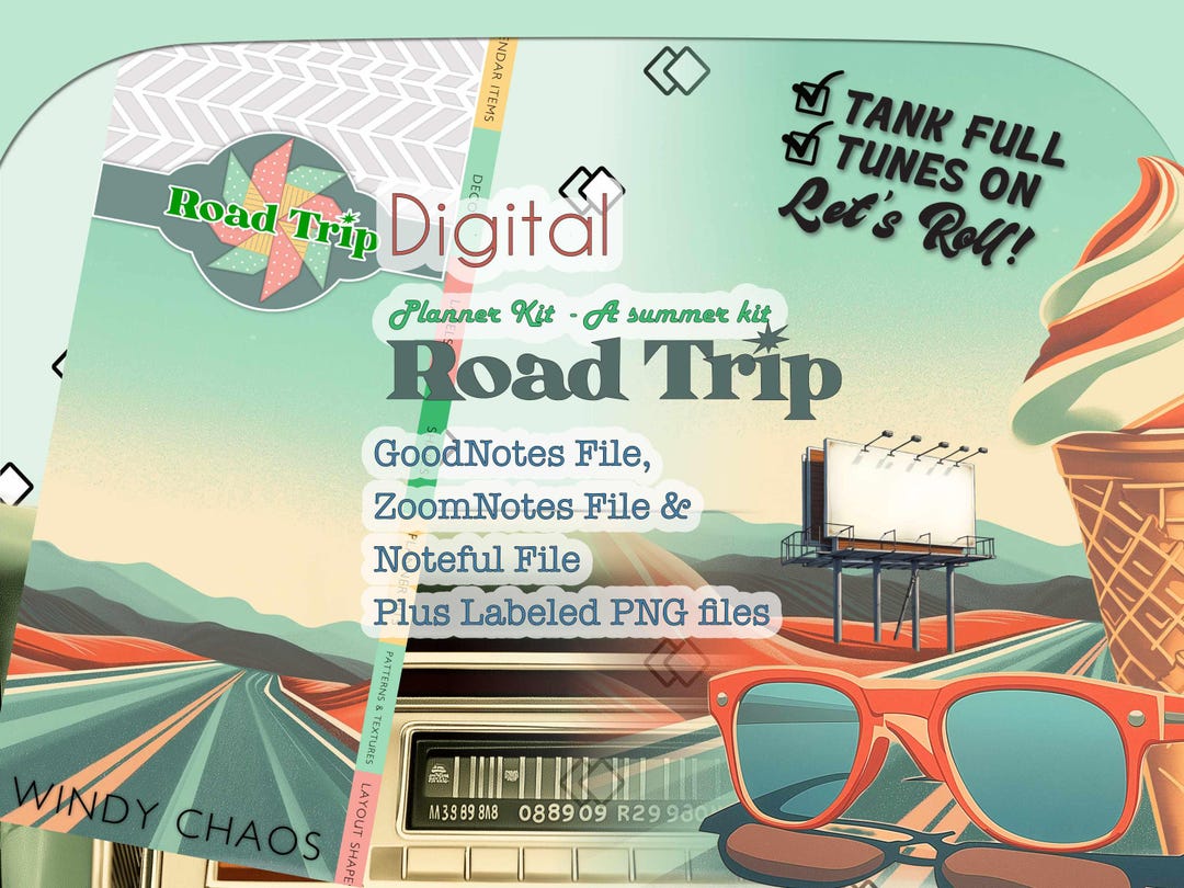 Road Trip Digital Sticker Kit – Goodnotes, Zoomnotes, Noteful (PNG ...