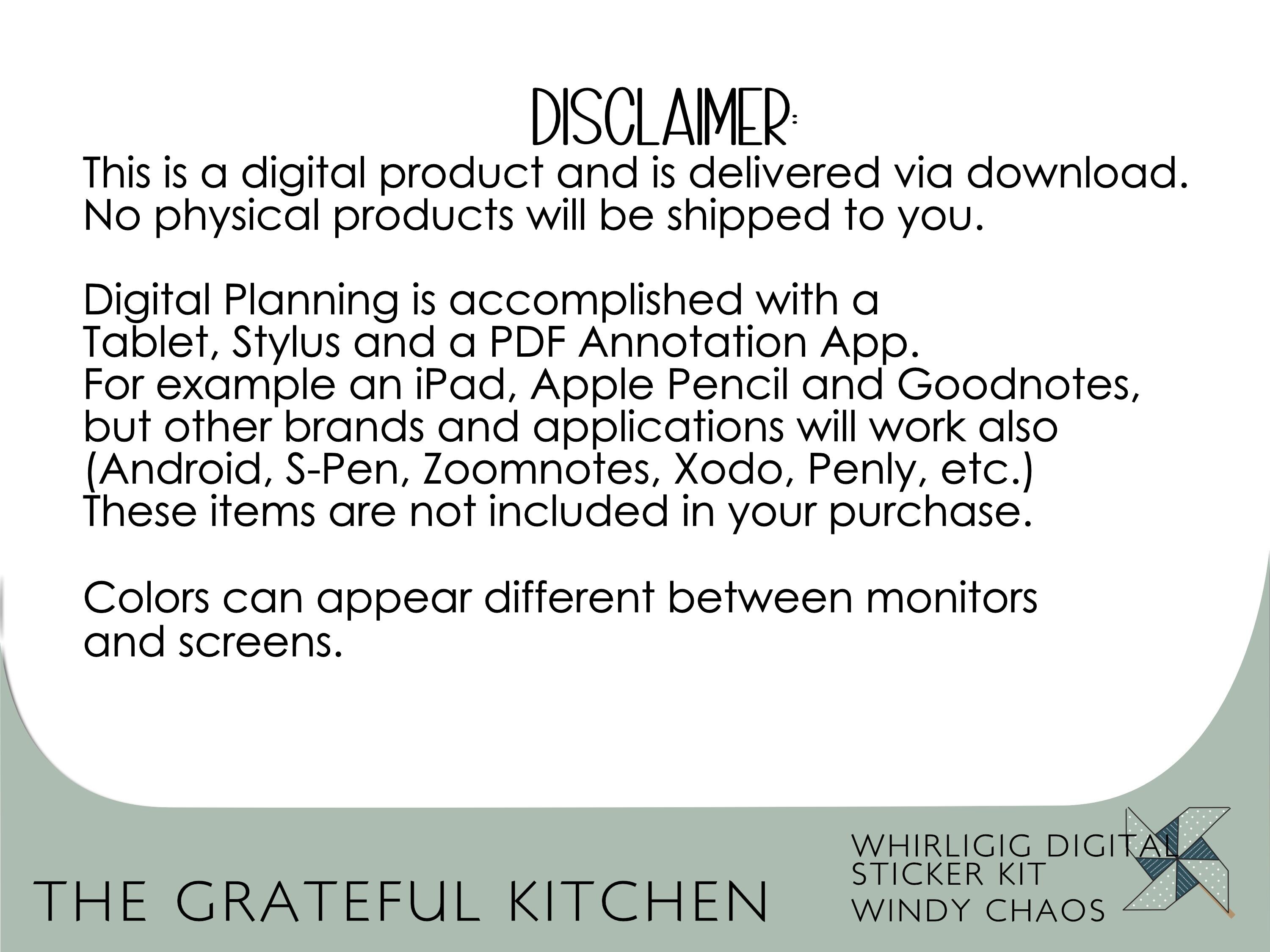 Grateful Kitchen Digital Stickers: Goodnotes (PNG Files Included) - Etsy