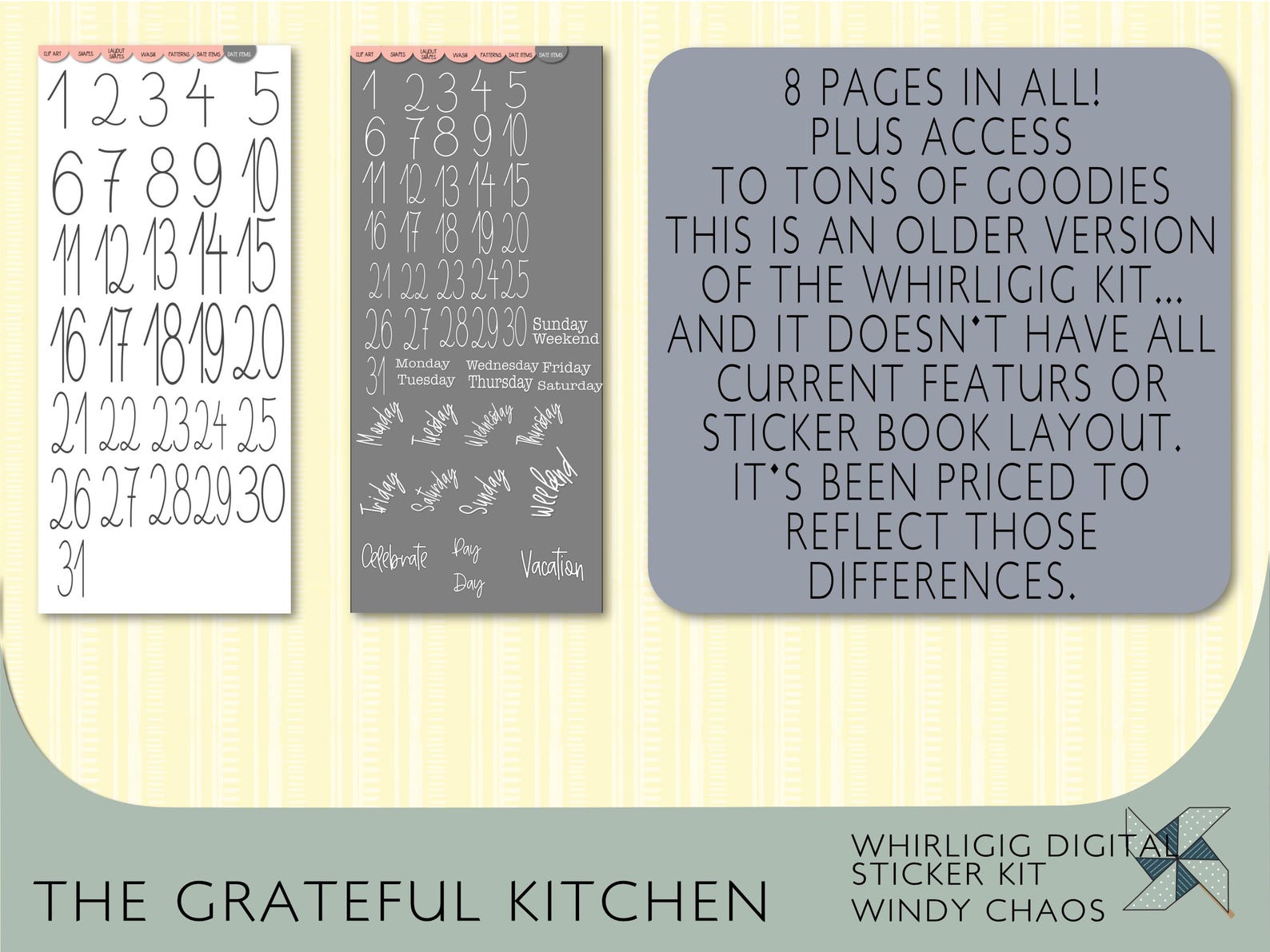Grateful Kitchen Digital Stickers: Goodnotes (PNG Files Included) - Etsy