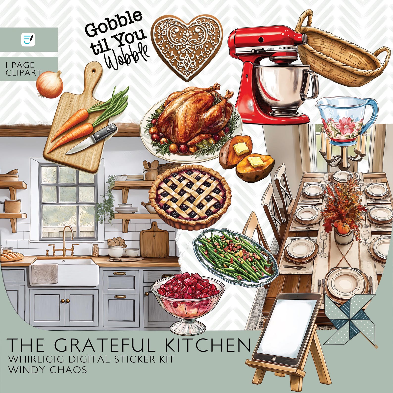 Grateful Kitchen Digital Stickers: Goodnotes (PNG Files Included) - Etsy