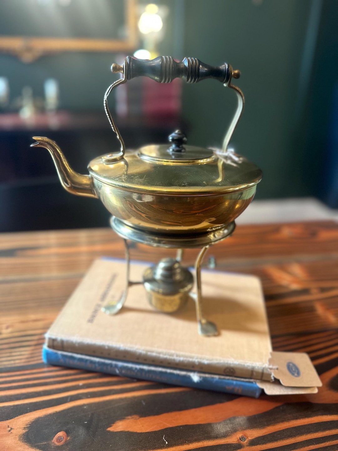 Brass Teapot With Stand and Burner - Antique Style Tea Kettle - Brass ...