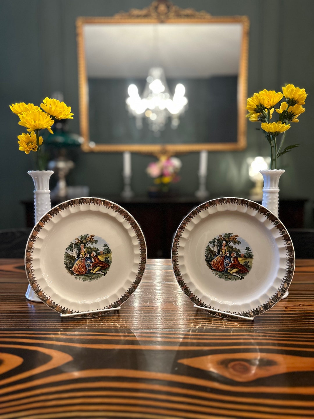 Vintage Cronin China Co. Courting Couple Dessert Plates Set of 6 ...