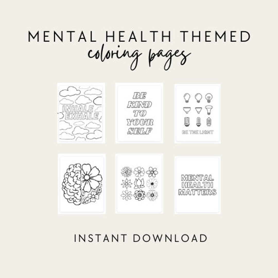 Mental Health Coloring Sheets | Coloring at Home | (digital Download ...