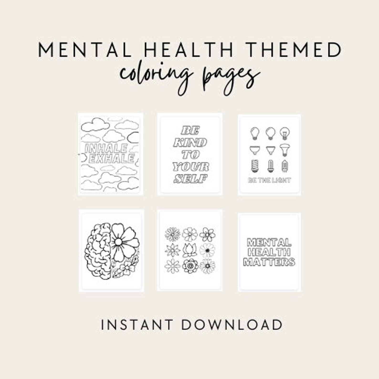 Mental Health Coloring Sheets | Coloring at Home | (digital Download ...