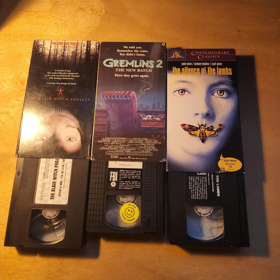 3 VHS Horror Lot Gremlins 2 Blair Witch Project & the Silence of the ...