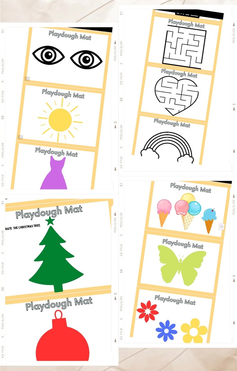 Play Dough Mats, Printable Modeling Dough Pages, Kids Summer Activity ...