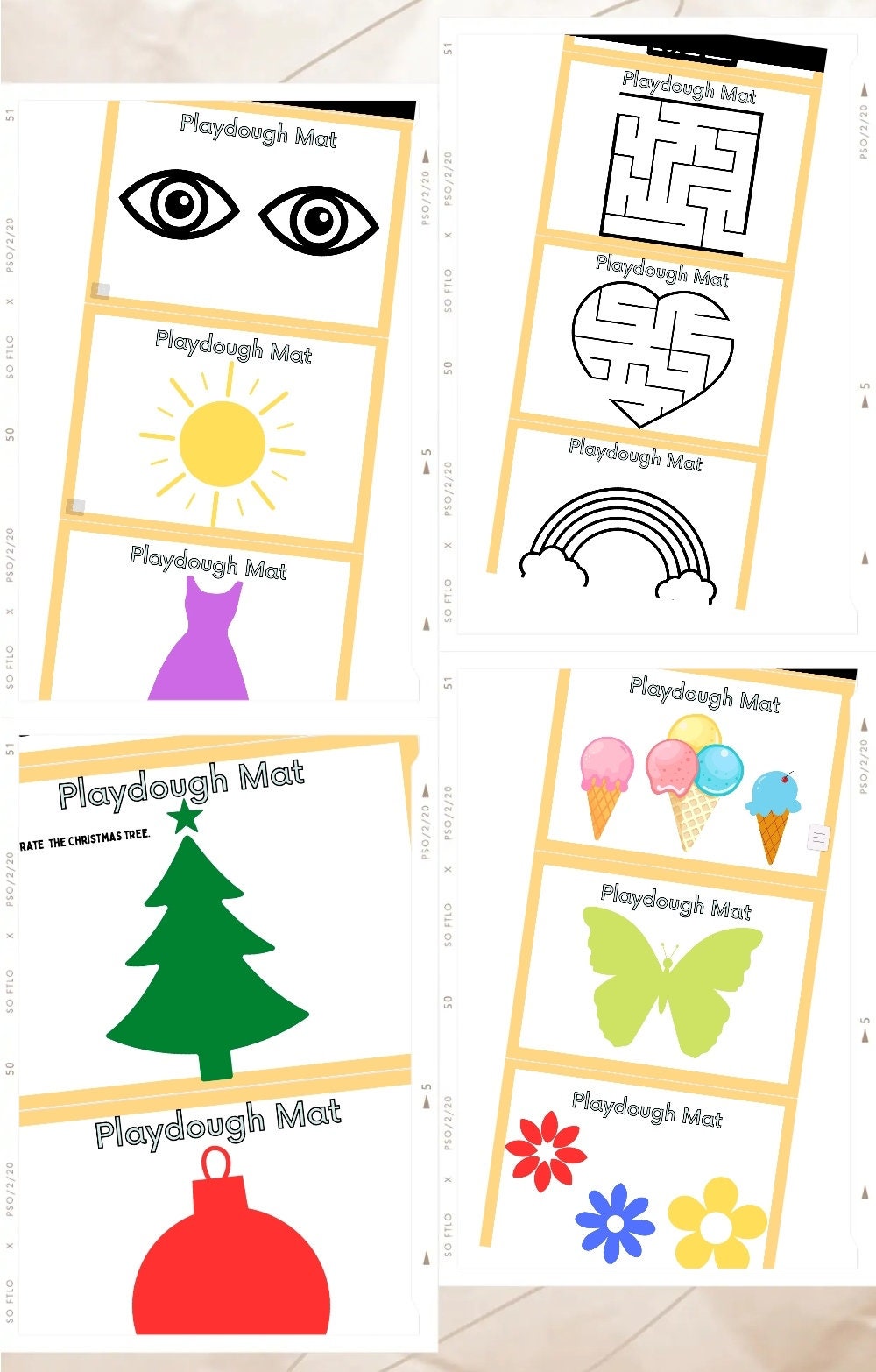 Play Dough Mats, Printable Modeling Dough Pages, Kids Summer Activity ...