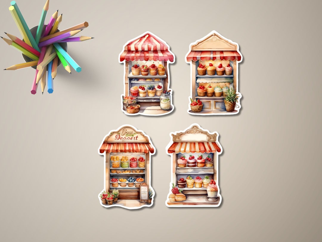 4 Sweet Stand Sticker Set Stickers With Cakes, Desserts and Cakes ...