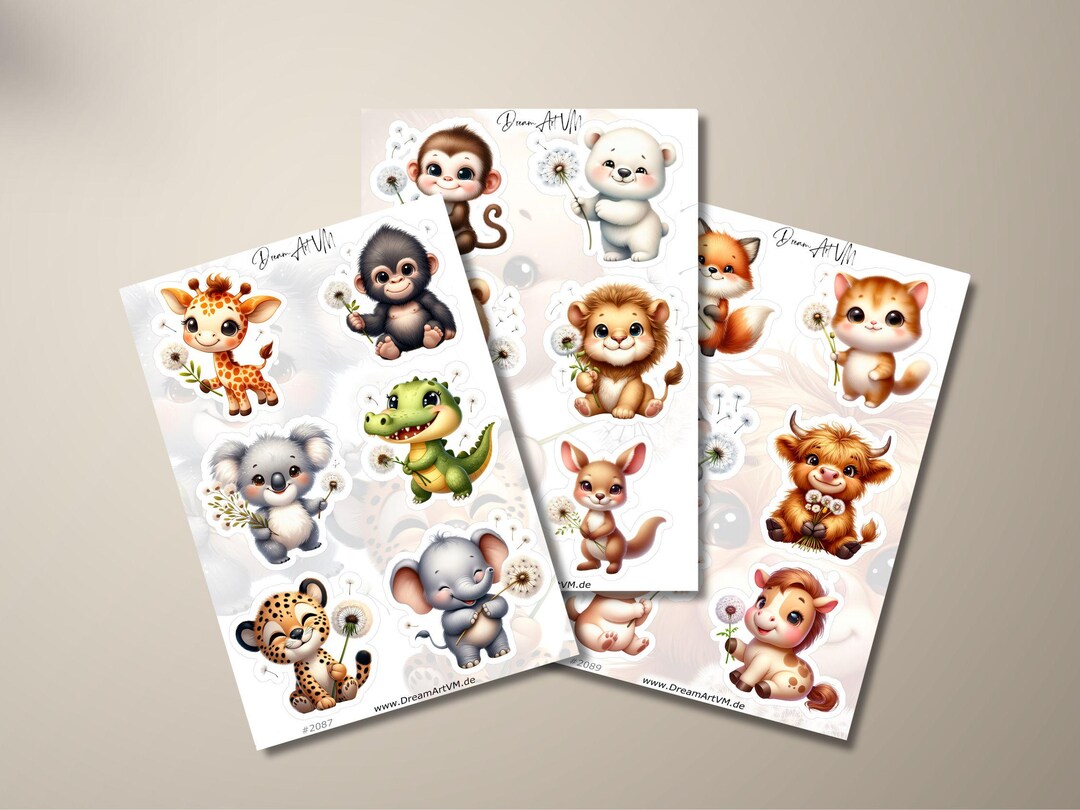 Sticker Sheets Bundle Cute Animals With Dandelions Creative Fun for ...
