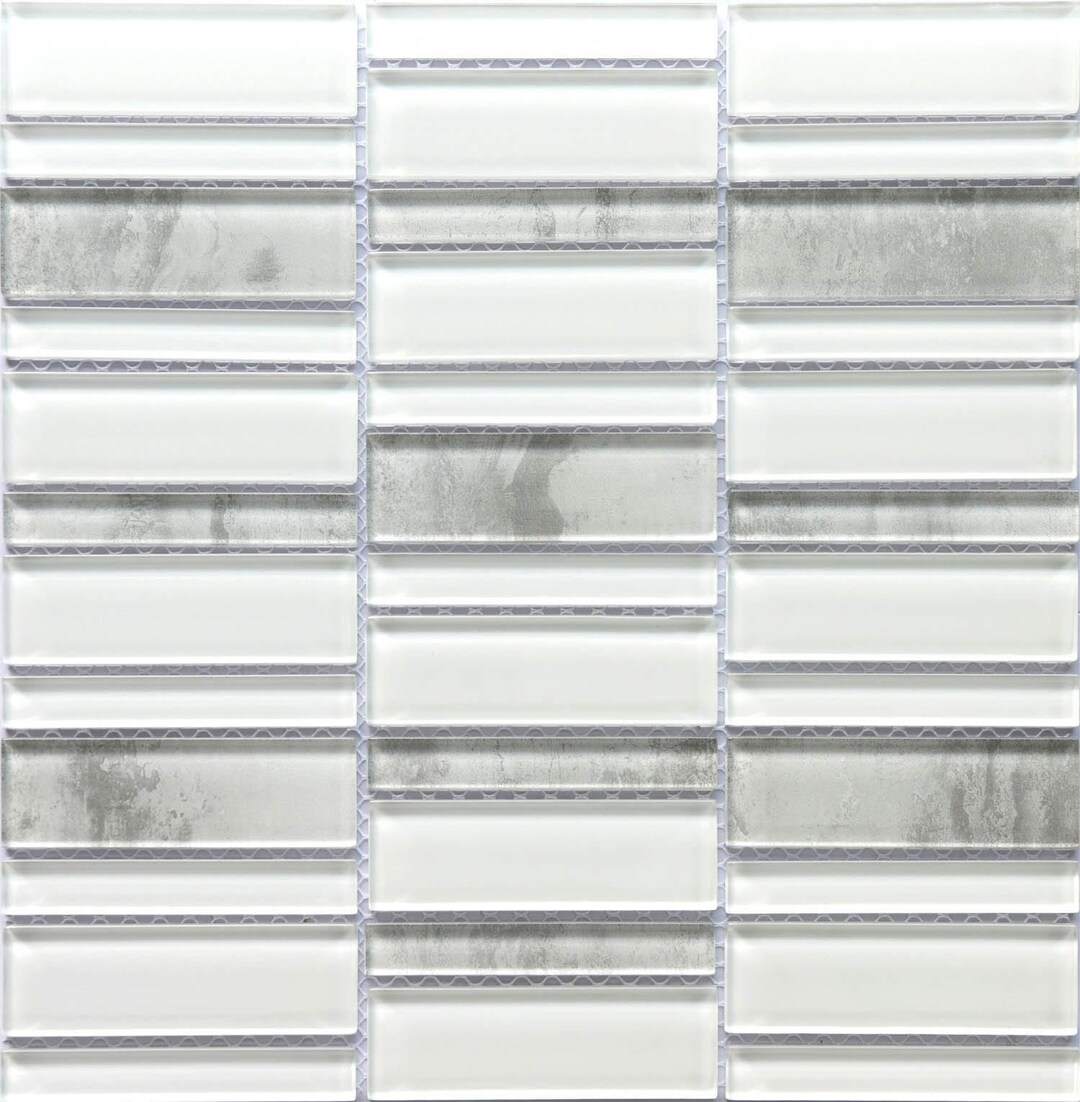 Modern White Gray Linear Stacked Glass Mosaic Tile W13LAVIWH1212MO - Etsy
