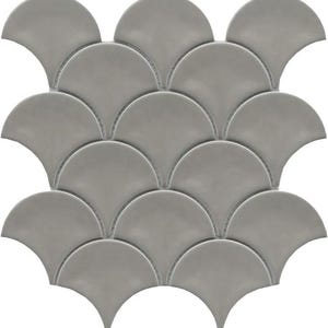 Classic 3X4 White Fan/fish Scale Glossy Porcelain Mosaic Tile B2C ...