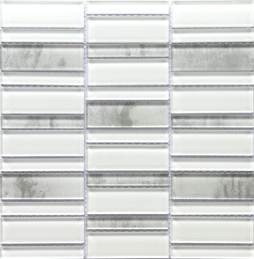 Modern White Gray Linear Stacked Glass Mosaic Tile B2C-LAVIWH1212MO - Etsy