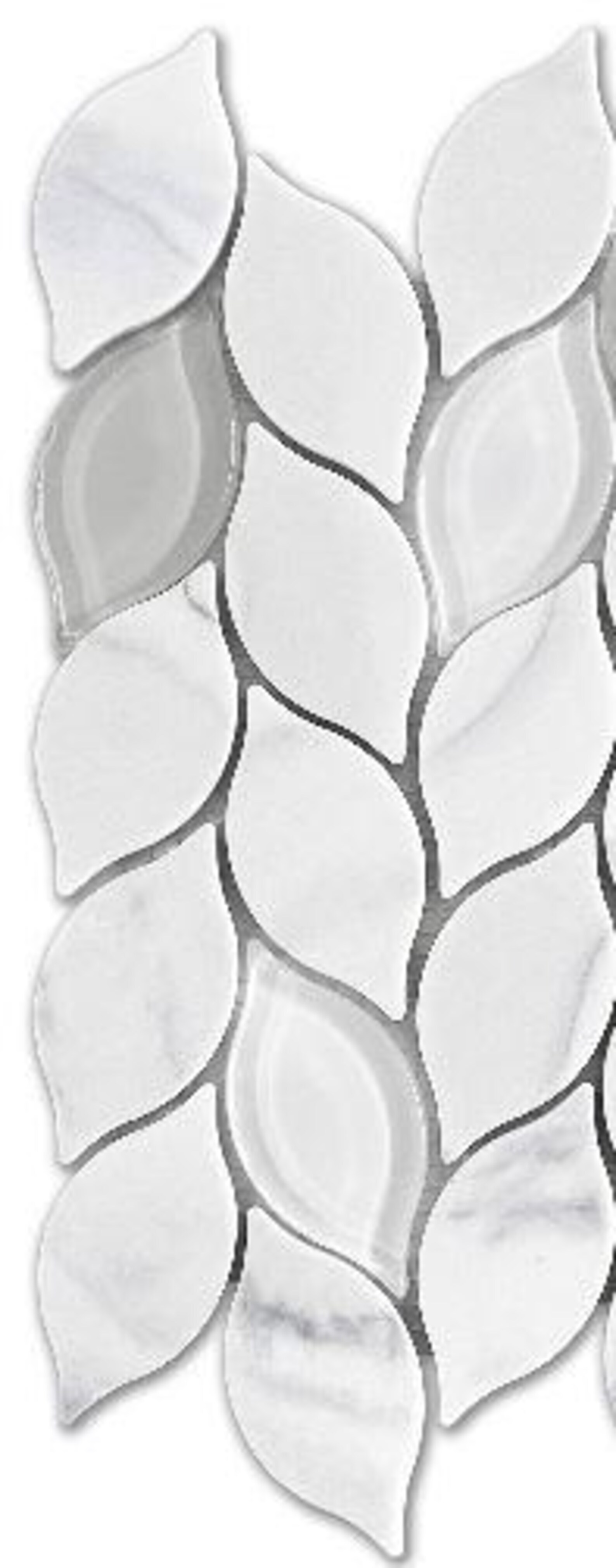 Modern 2X3 White Leaf Glossy Recycled Glass Mosaic Tile ...