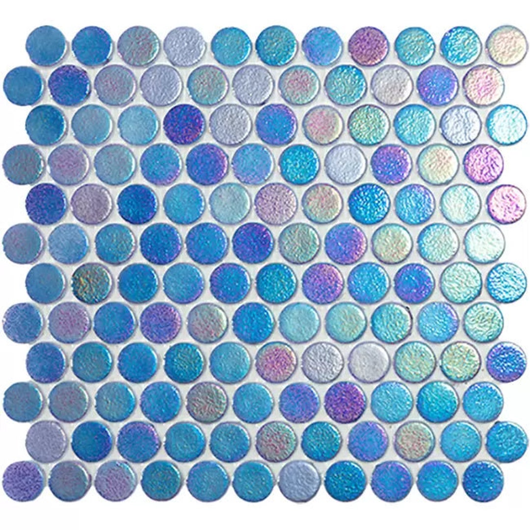 Modern C25 555 SHELL SAPPHIRE CIRCLE Glossy Glass - Mosaic Tile - Etsy